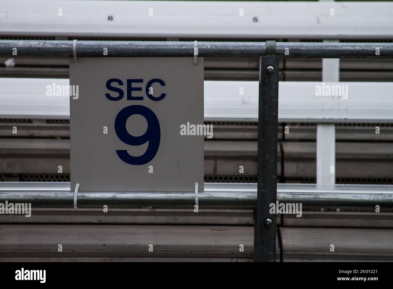 A sign of Section 9 bleachers at the Indianapolis Motor Speedway (IMS ...