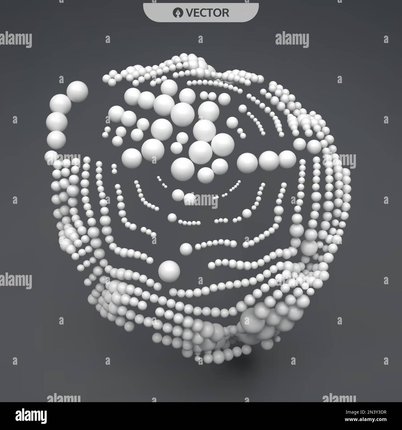 3D sphere composition. Many balls in empty space. Abstract background ...