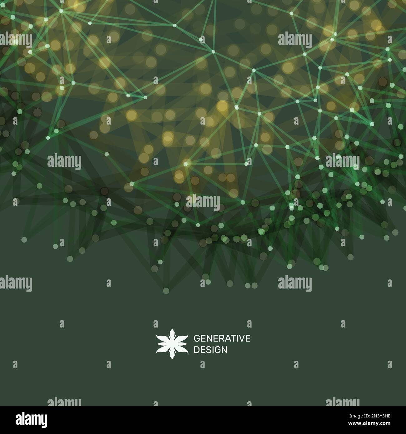 Scientific illustration with connected lines and dots. Luminous ...