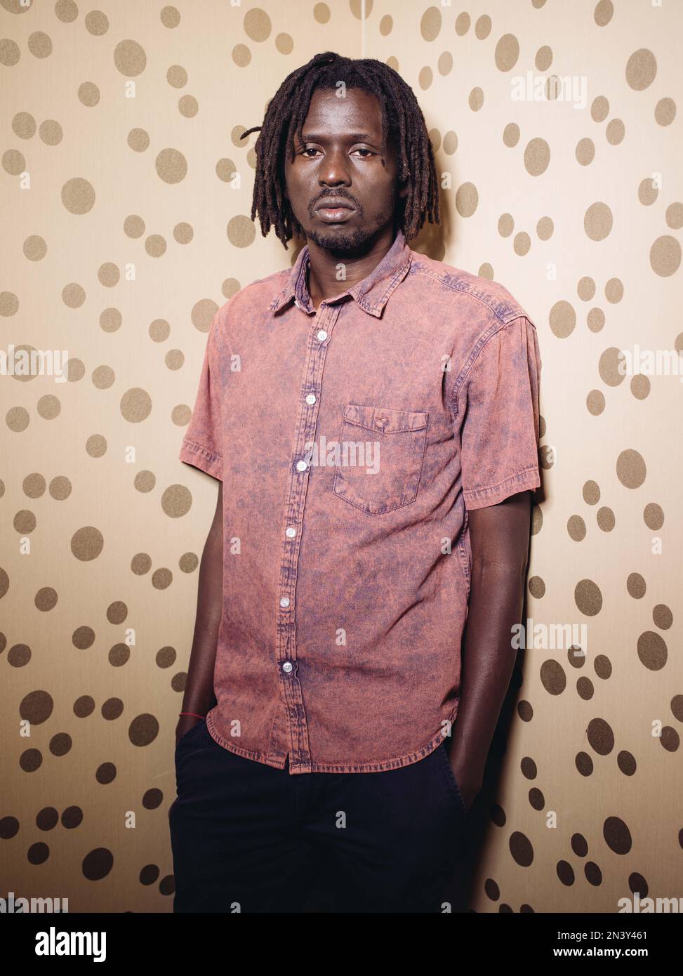Emmanuel Jal poses for a portrait during press day for "The Good Lie" at Le Montrose Hotel on ...