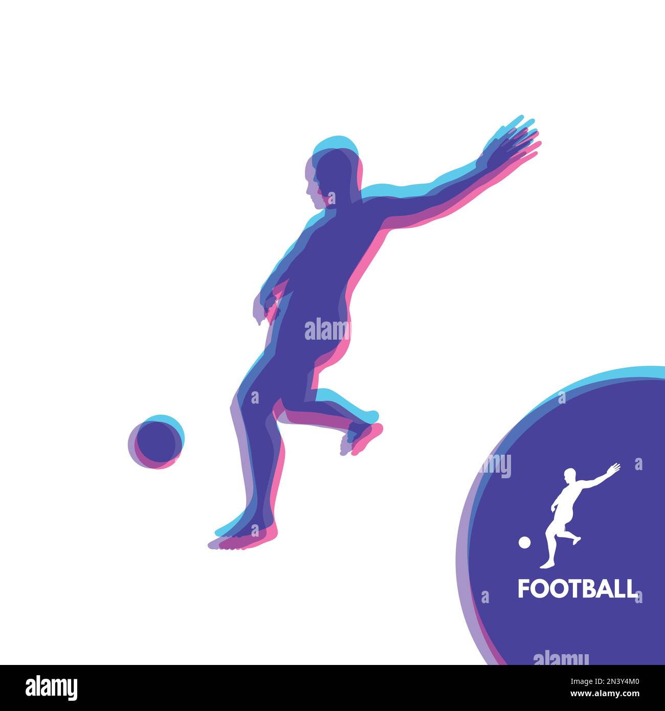 Football player with ball. Sports concept. Design Element. Vector ...