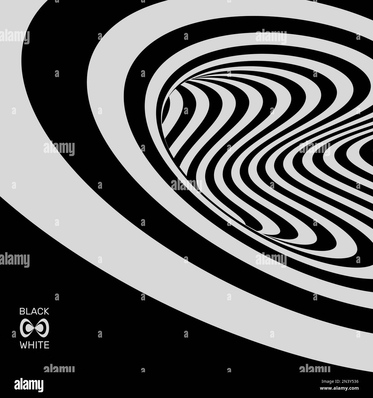 Tunnel. Black and white abstract striped background. Optical art. 3D ...