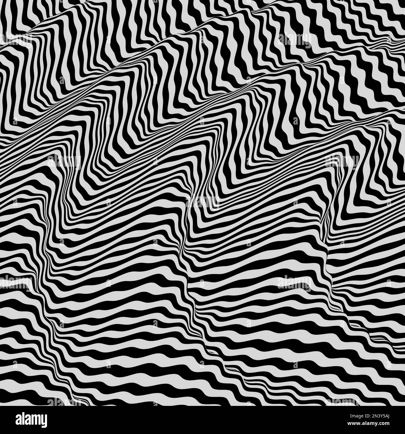 3D wavy background. Dynamic effect. Black and white design. Pattern ...