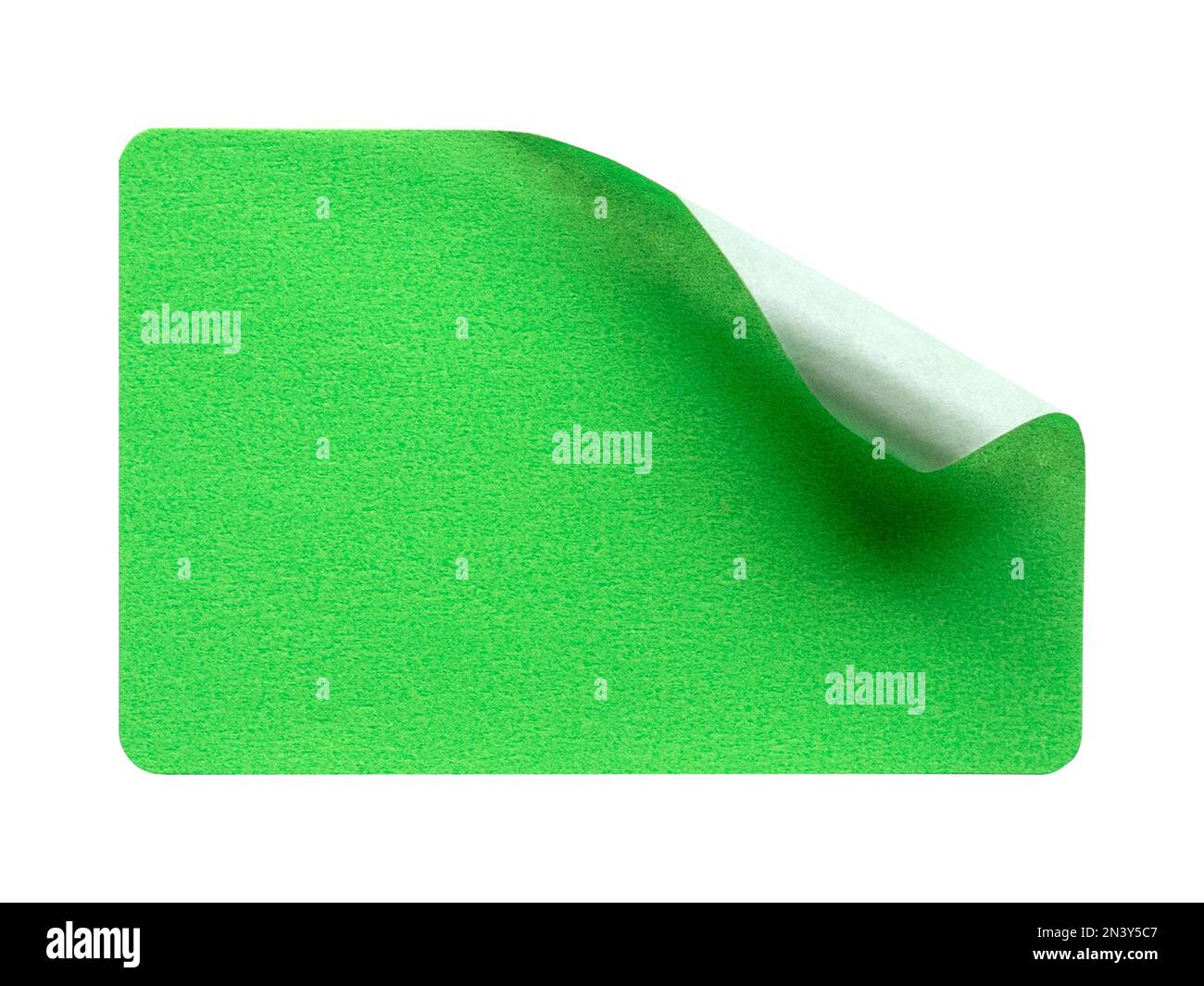 Green rectangular paper sticker label isolated on white background ...