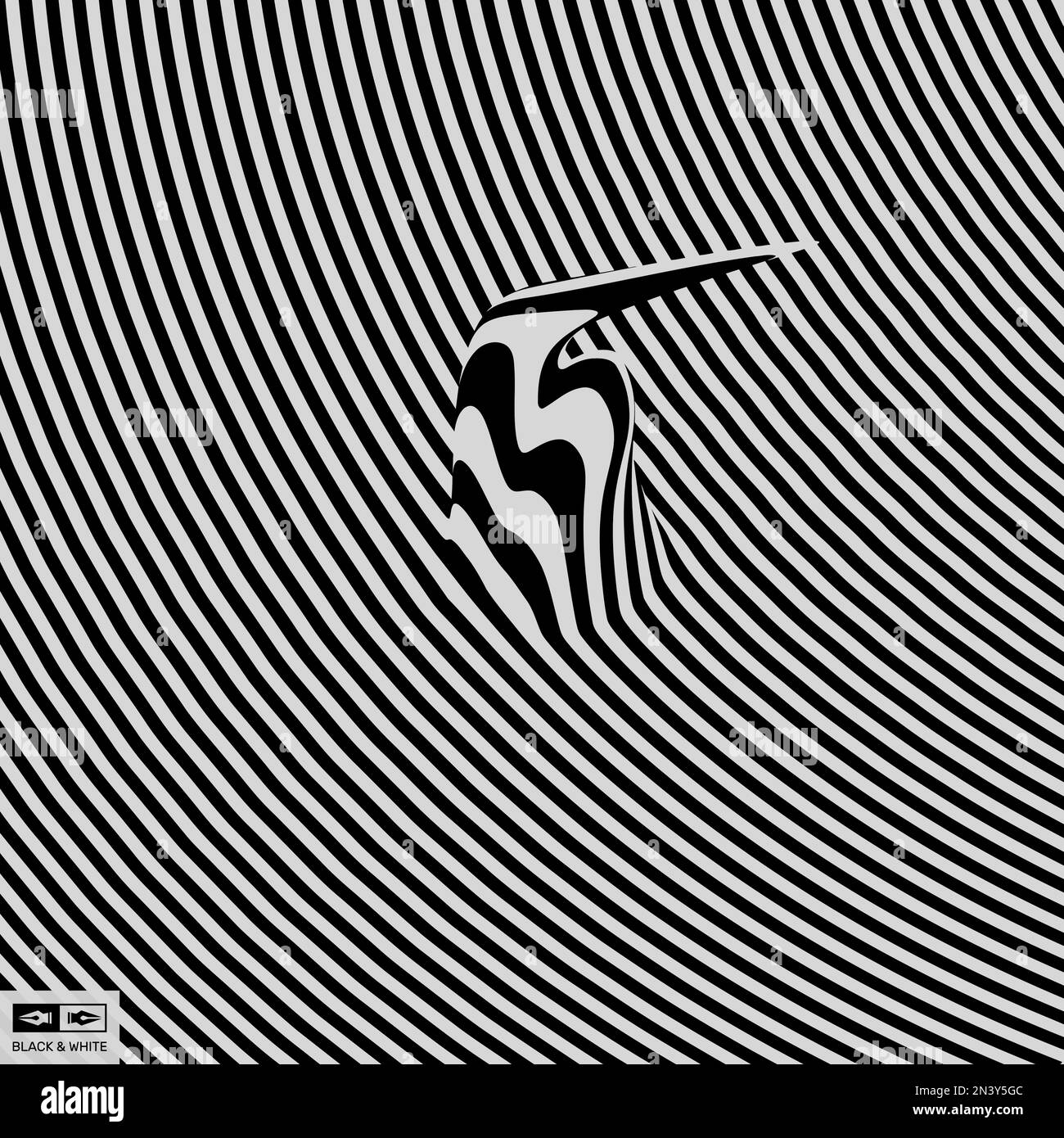 Glitch abstract background. Distortion effect, bug and error. Black and white design. Pattern ...