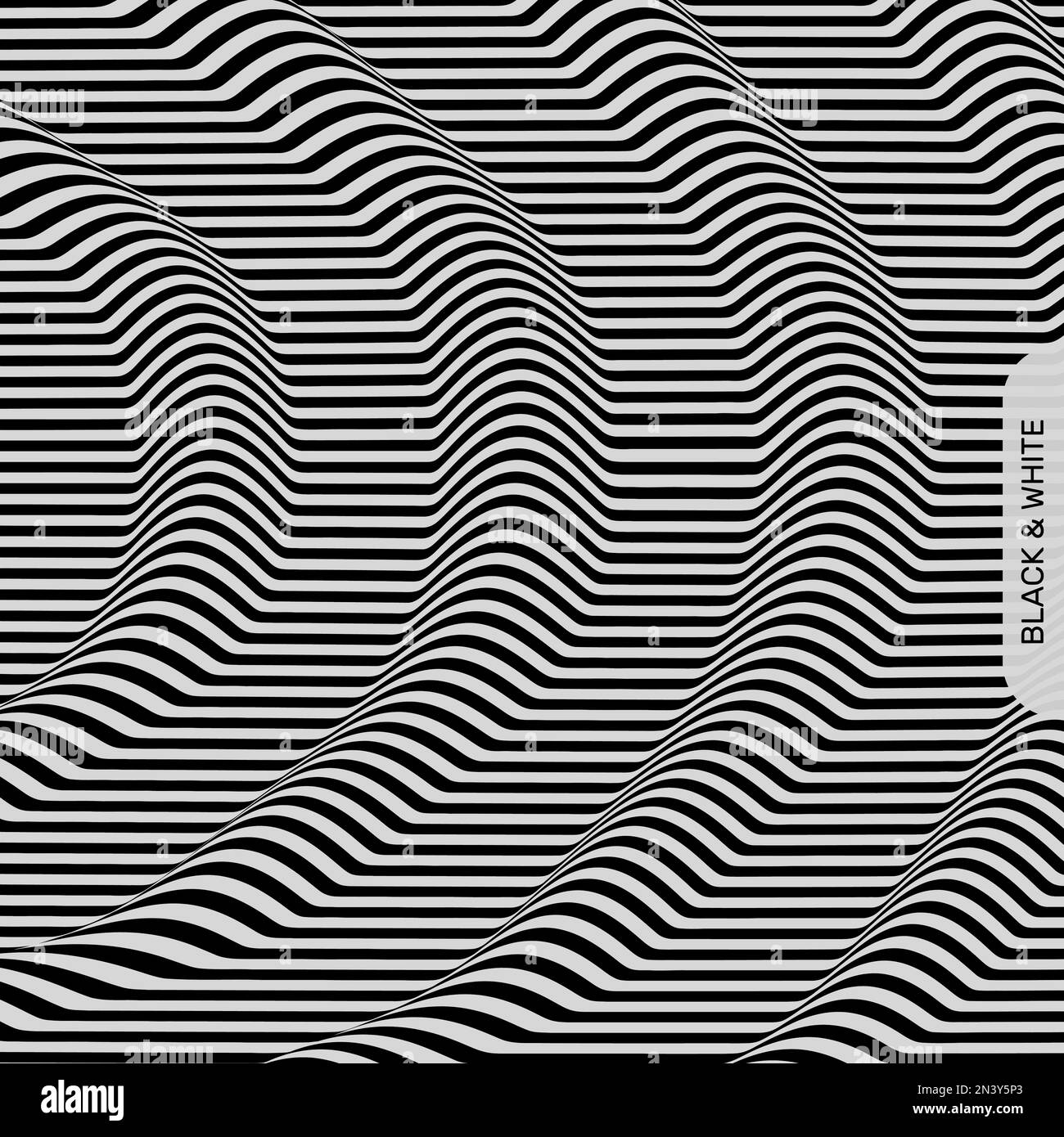 3D wavy background. Dynamic effect. Black and white design. Pattern ...