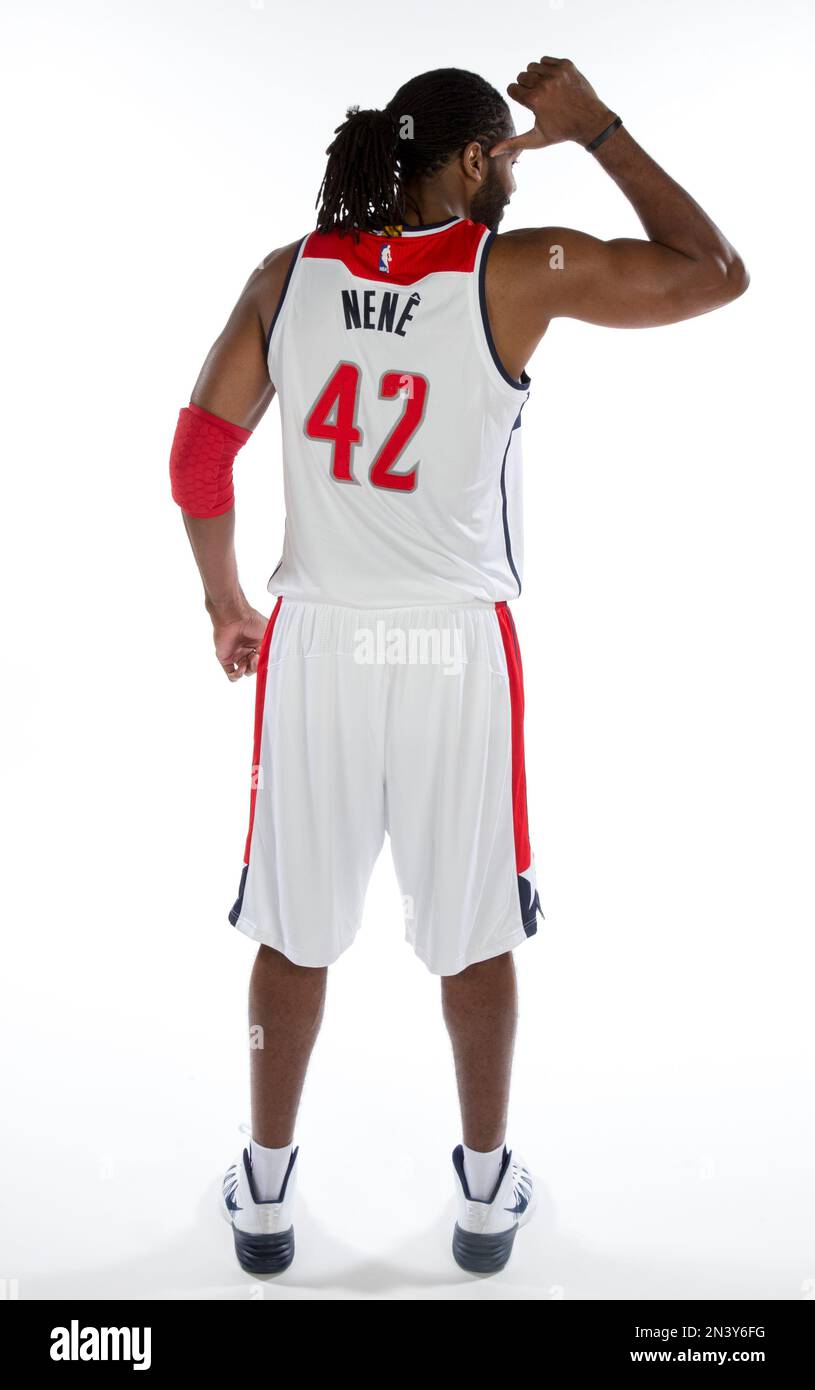 Washington Wizards forward Nene, of Brazil, poses for a photograph ...
