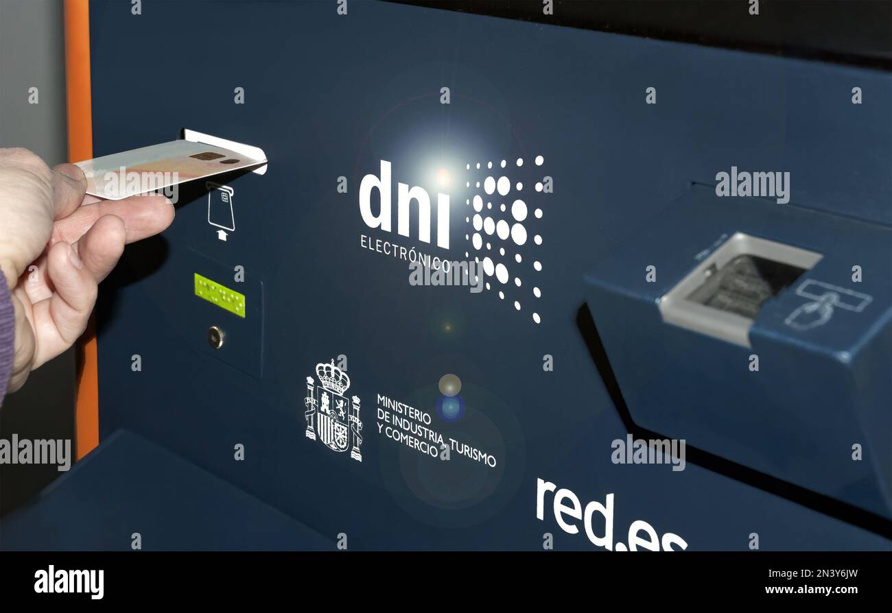 Madrid, Spain, 09-11-2022, a person enters their national identity ...