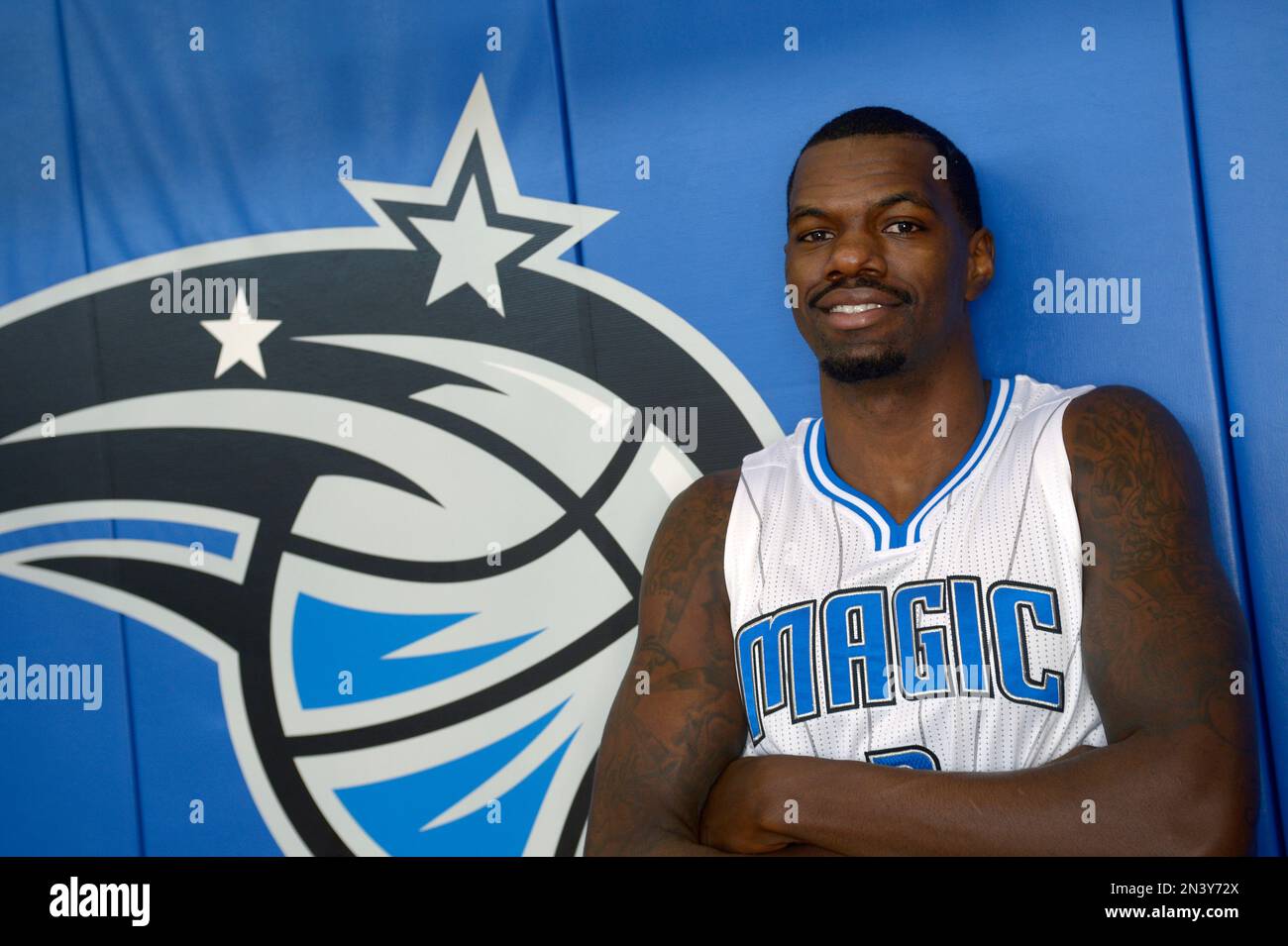 Orlando Magic center Dewayne Dedmon poses at the team's NBA basketball ...