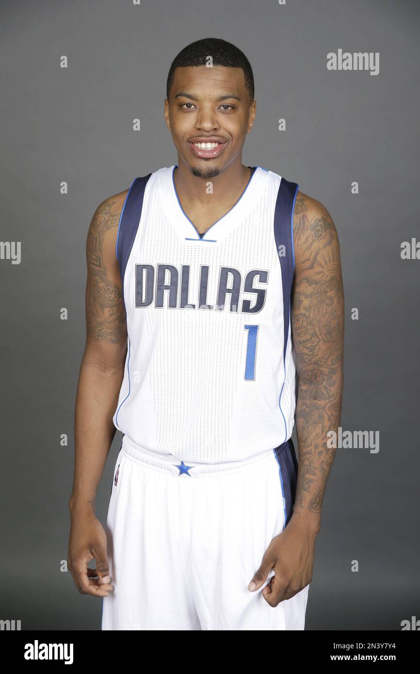 Dallas Mavericks guard Ricky Ledo (1) poses during NBA basketball media ...
