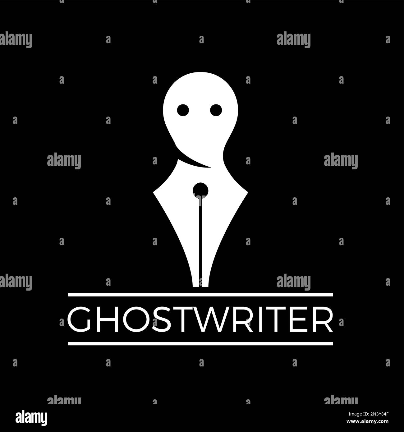 Vector sign ghostwriter. Fountain pen and ghost. Shadow writer concept ...
