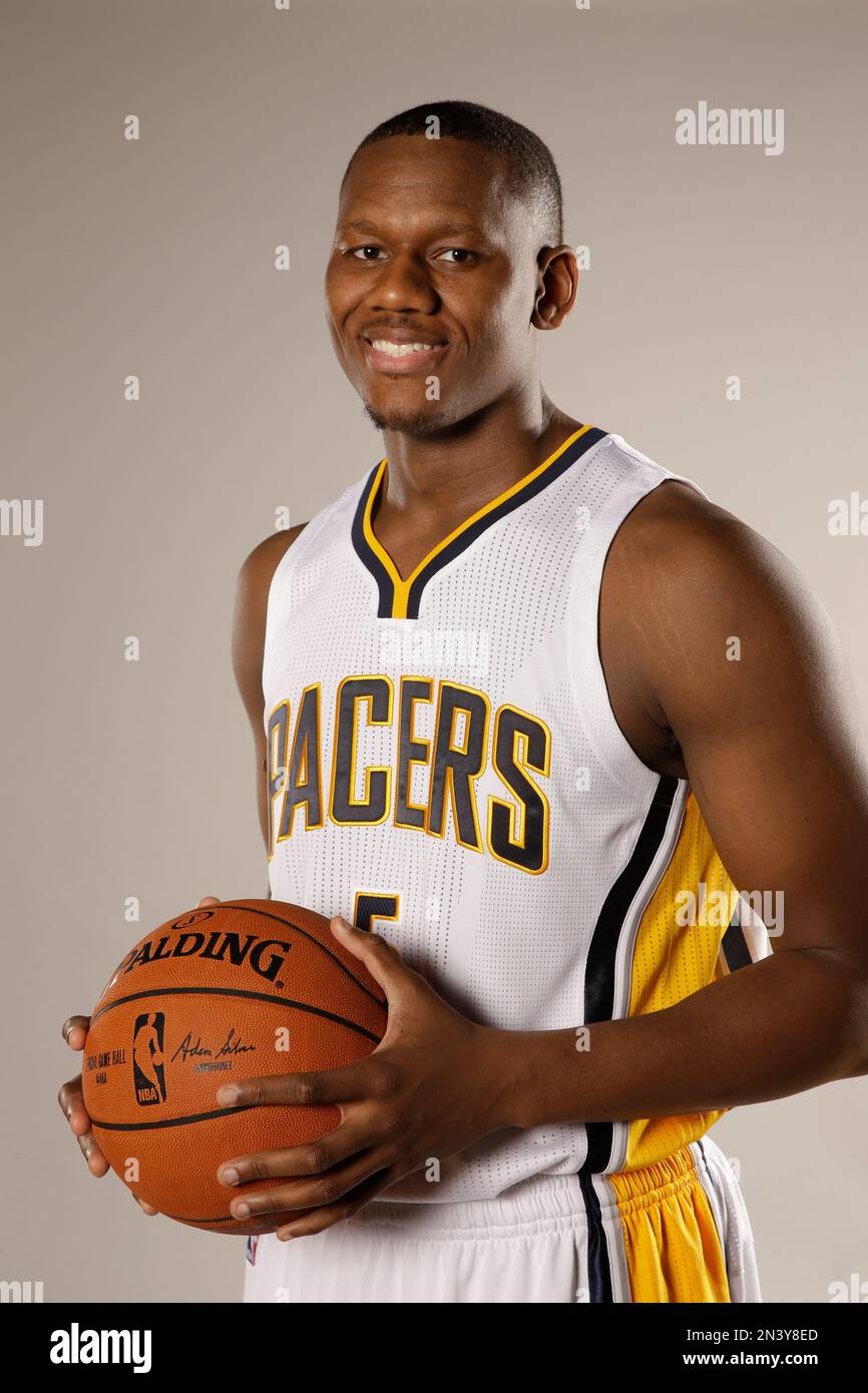 Indiana Pacers forward Lavoy Allen (5) poses for a portrait during the ...