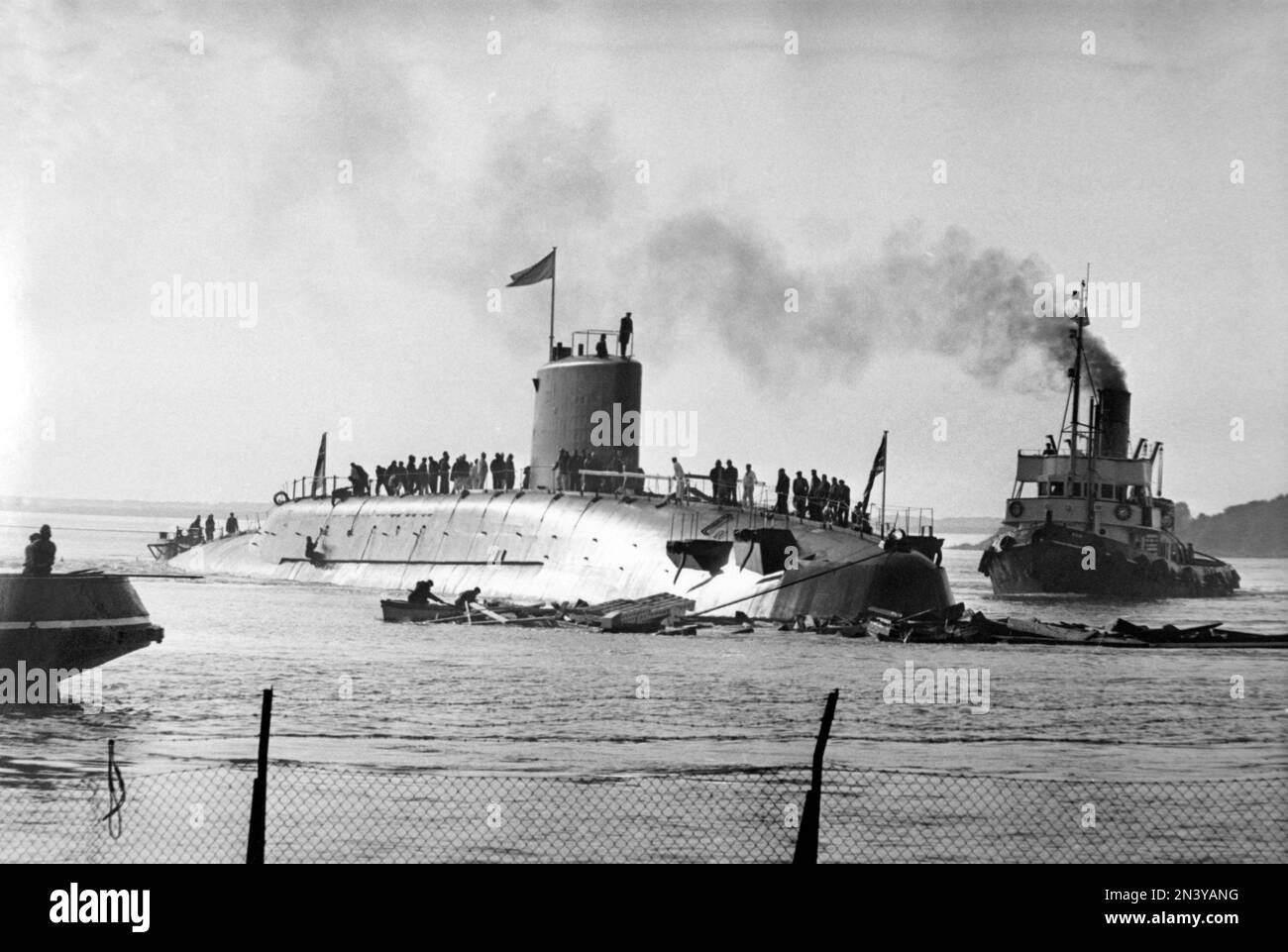 Britain's third Polaris nuclear submarine, the 55 HMS Repulse, is seen ...
