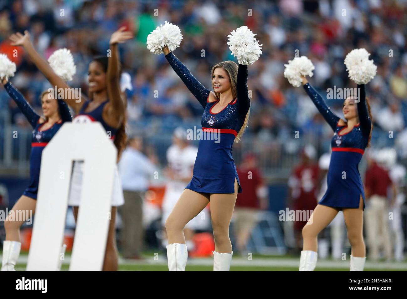 Connecticut cheerleaders during the third quarter of an NCAA college ...