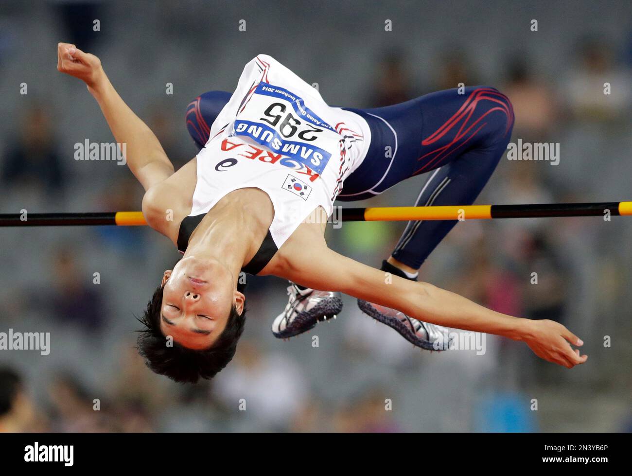 South Korea's Woo Sanghyeok competes in men's high jump final at the ...