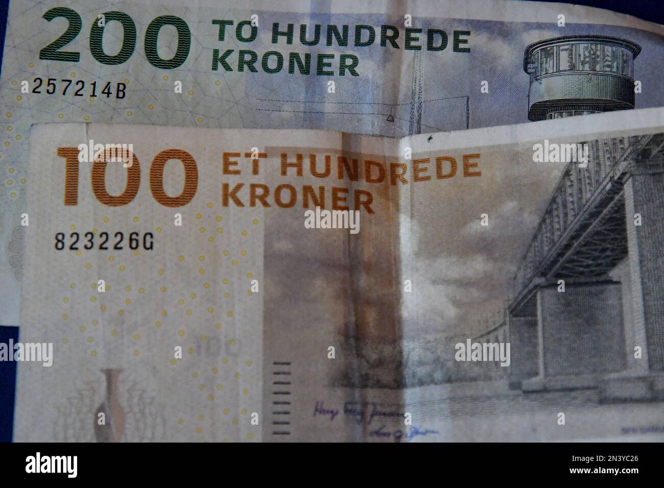 Copenhagen/Denmark/08 February 2023/ Danish kroner notes currency in ...