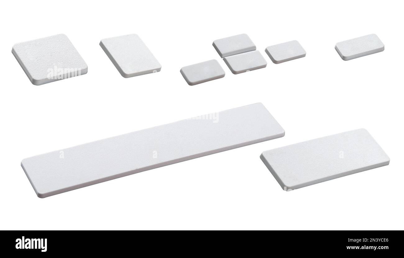 A set of different size computer keyboard button in white color ...