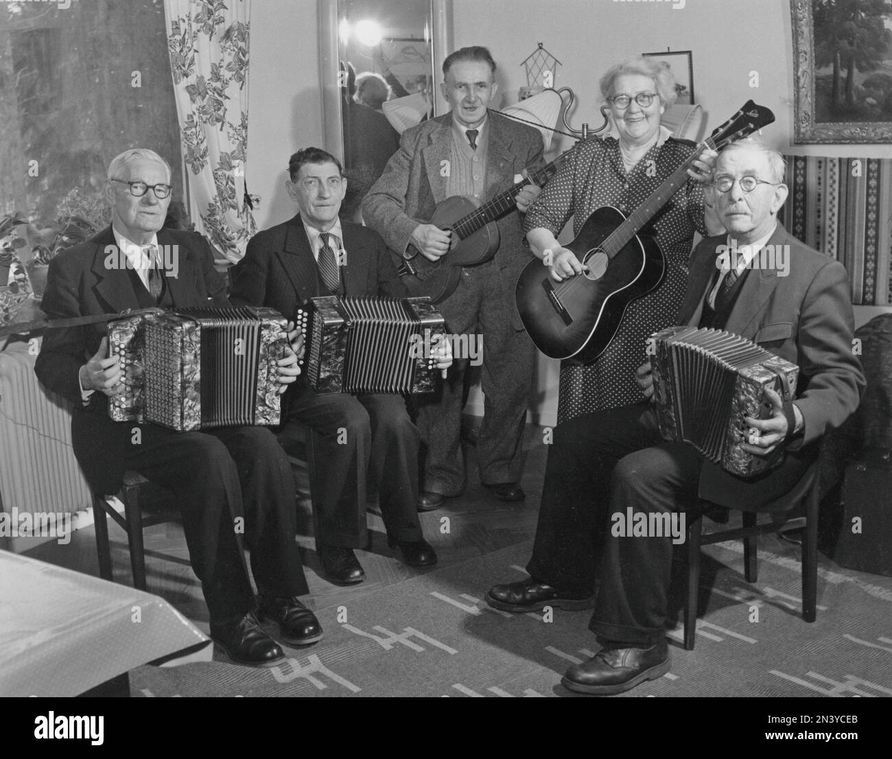 In the 1940s. A group of elderly musicians is pictured in a group ...