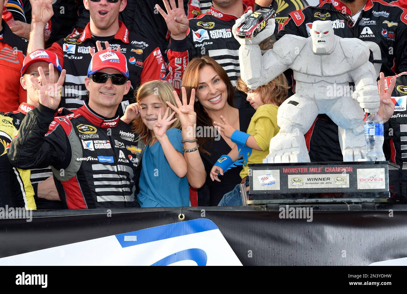 From left to right, Jeff Gordon, daughter Ella Sofia, wife Ingrid and ...