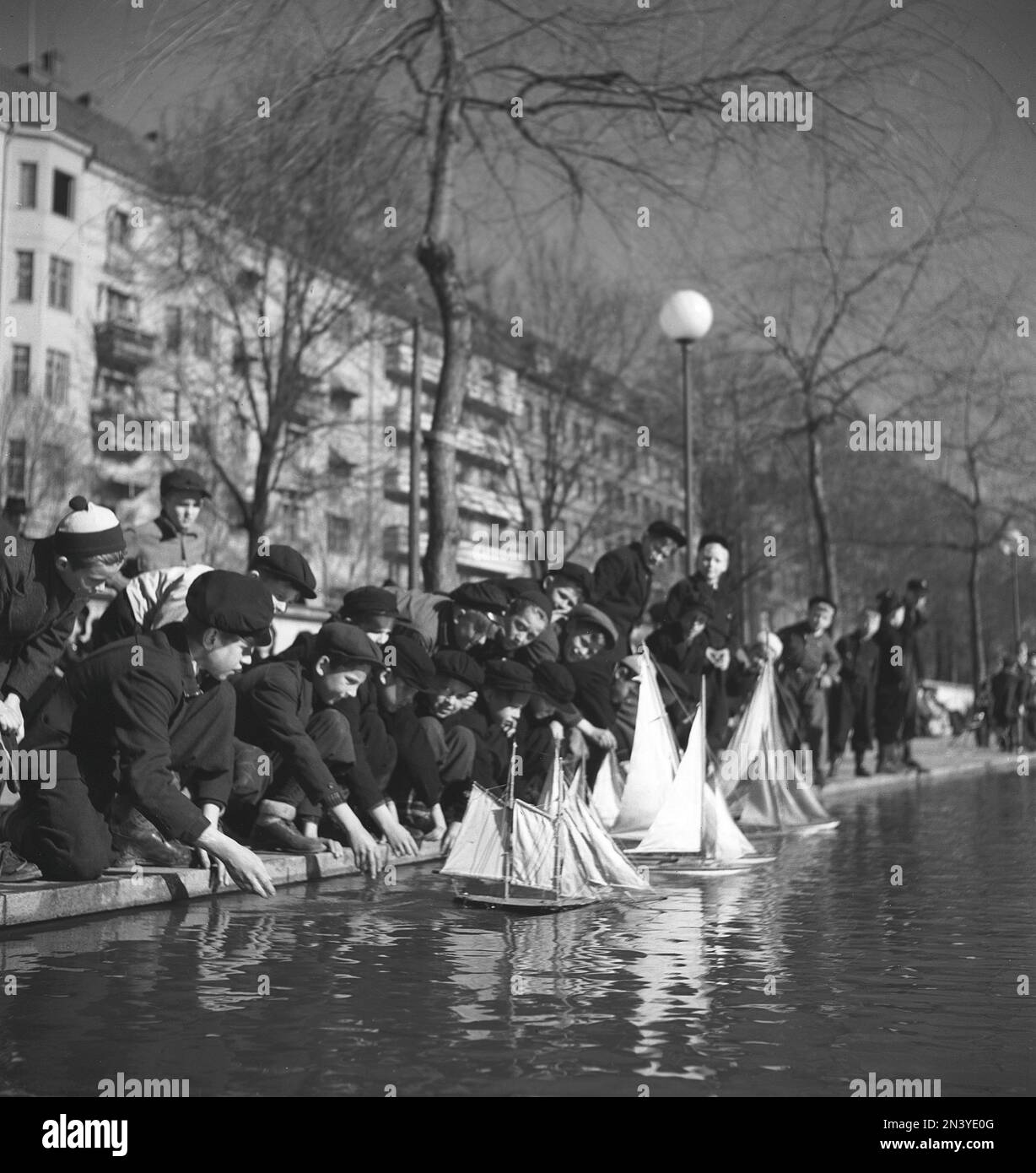 In the 1940s. Children with their model sailboats pictured on this ...