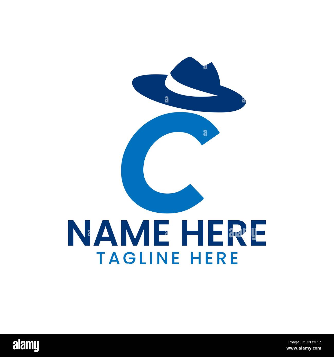 Letter C Gentlemen Hat Logo Design Concept With Cowboy Hat Icon ...