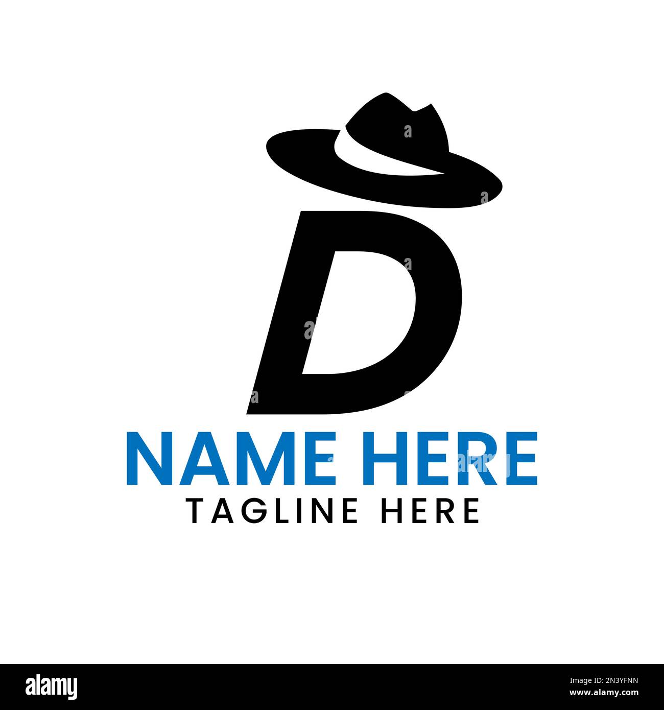 Letter D Gentlemen Hat Logo Design Concept With Cowboy Hat Icon ...