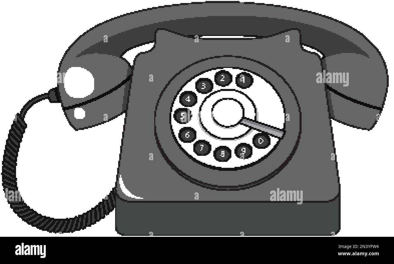 Retro landline or telephone isolated illustration Stock Vector Image ...