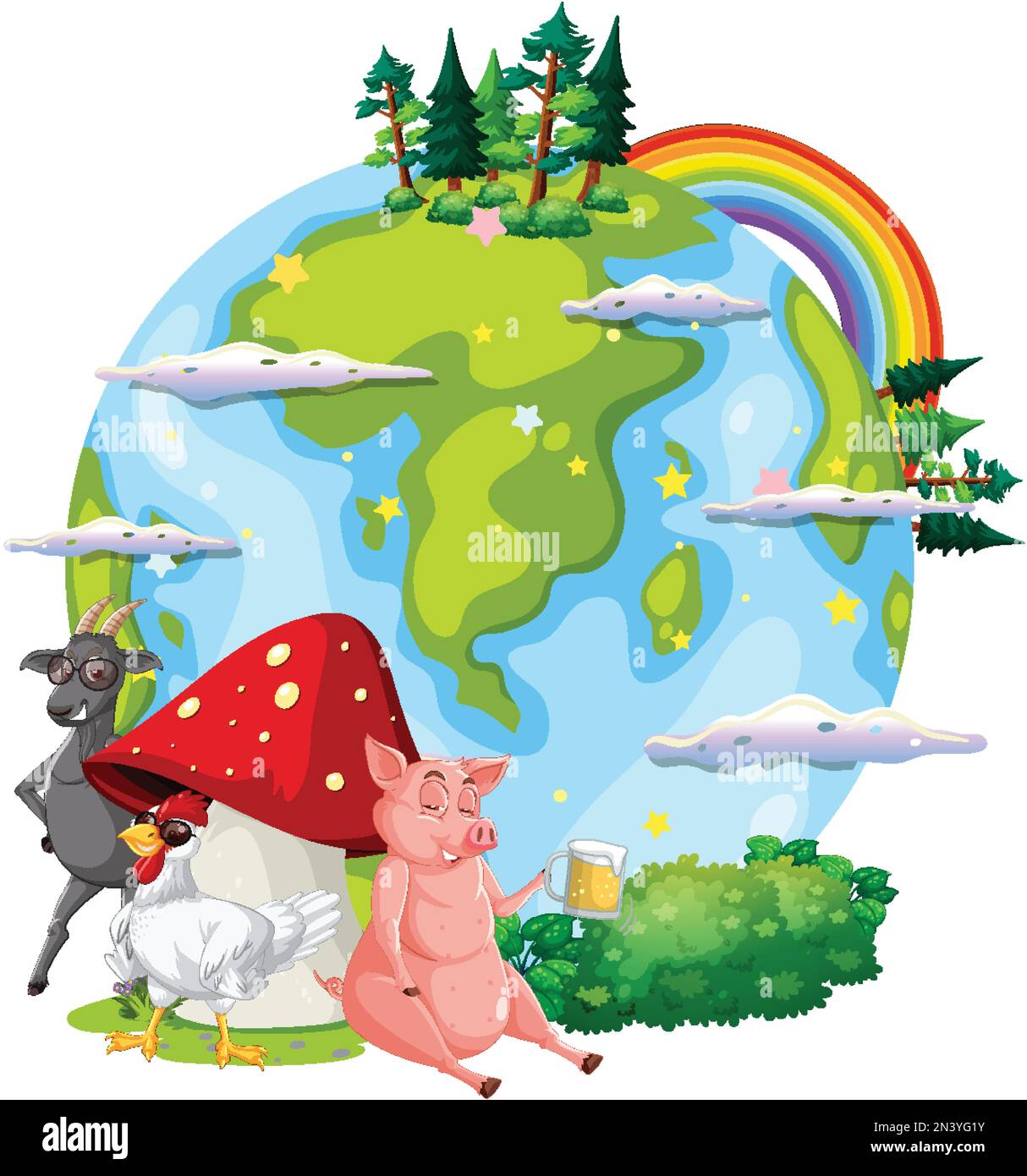 Earth logo concept with animals illustration Stock Vector Image & Art ...