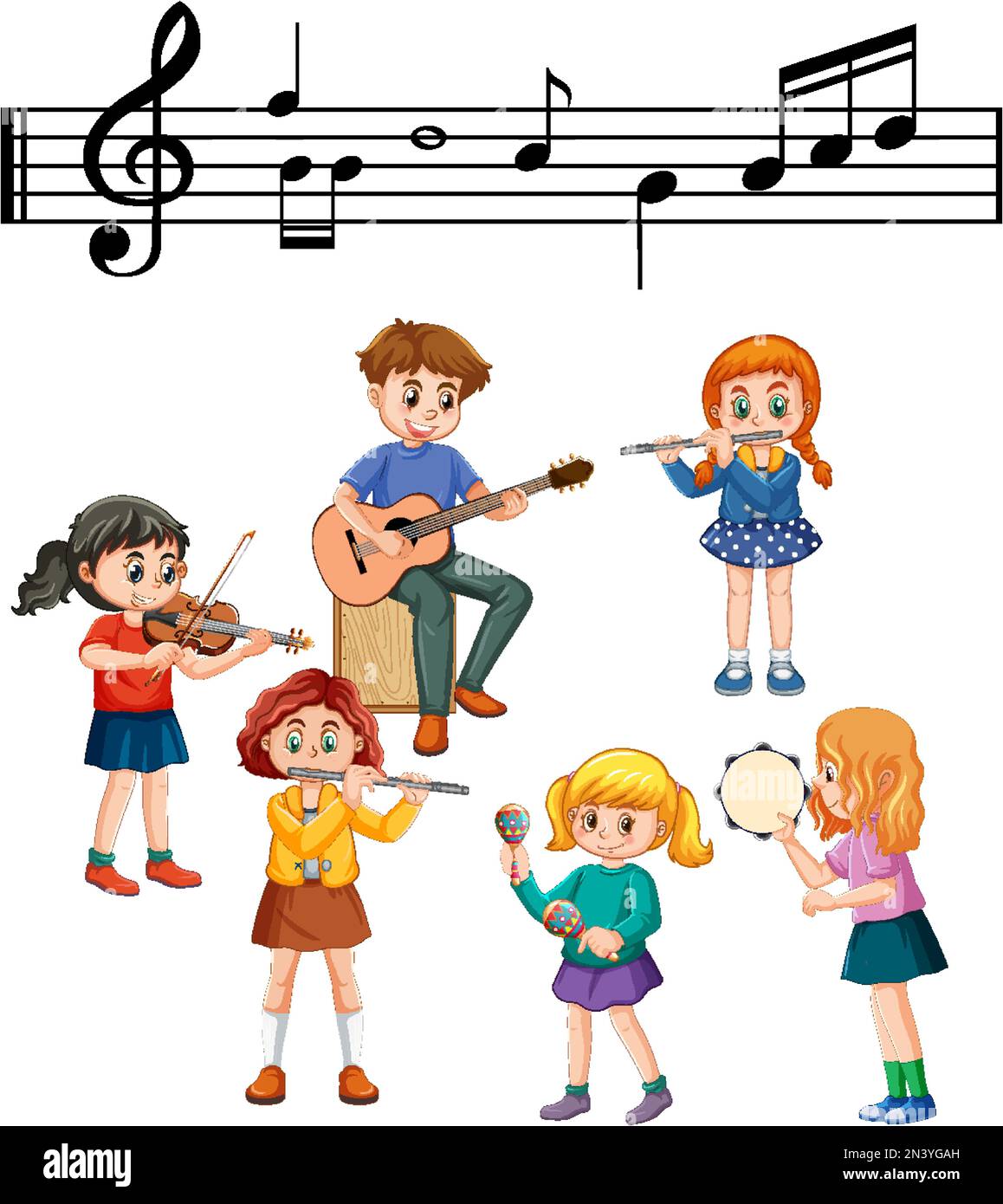 Music band kids cartoon illustration Stock Vector Image & Art - Alamy