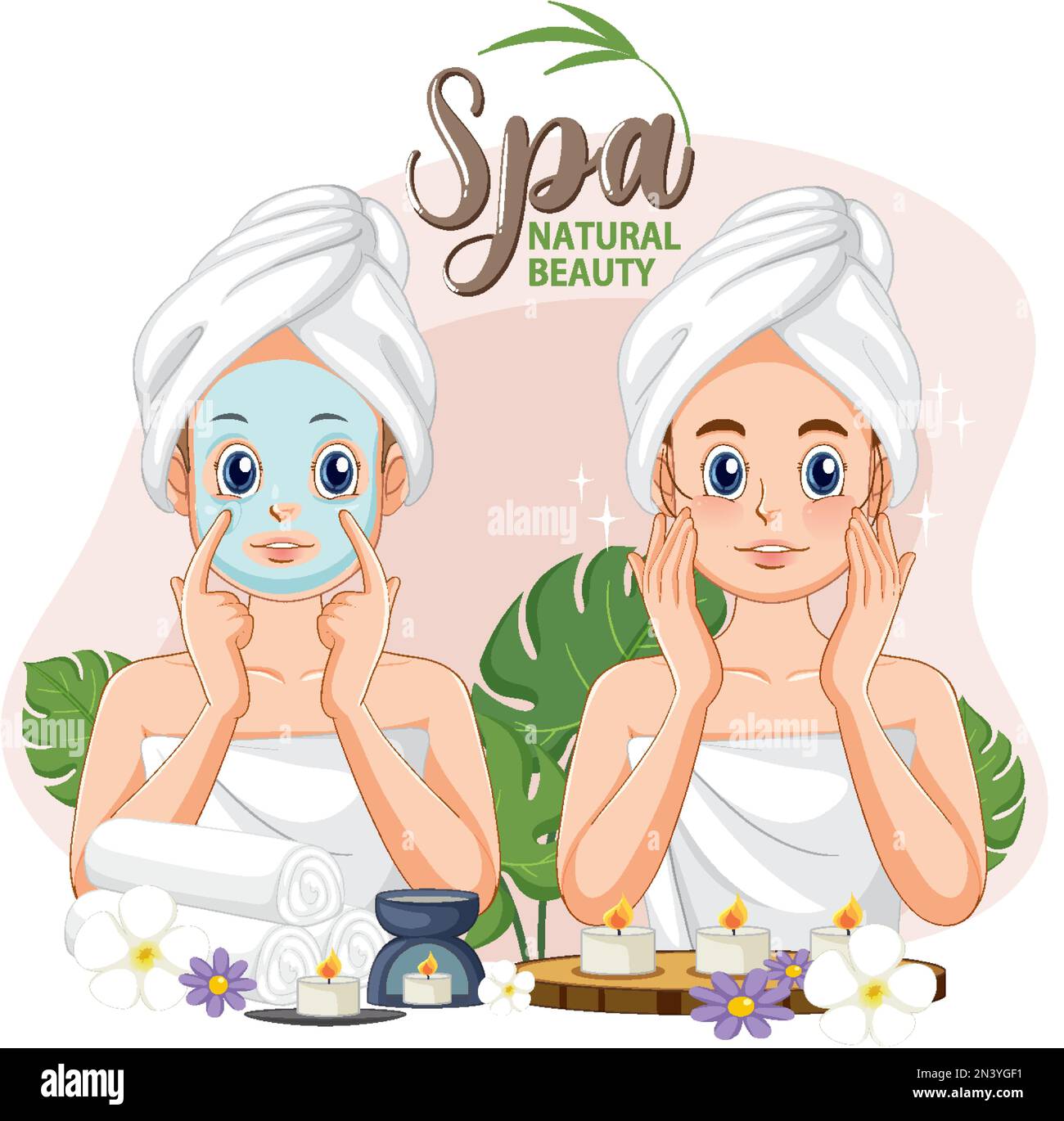 Spa woman applying facial mask illustration Stock Vector Image & Art ...