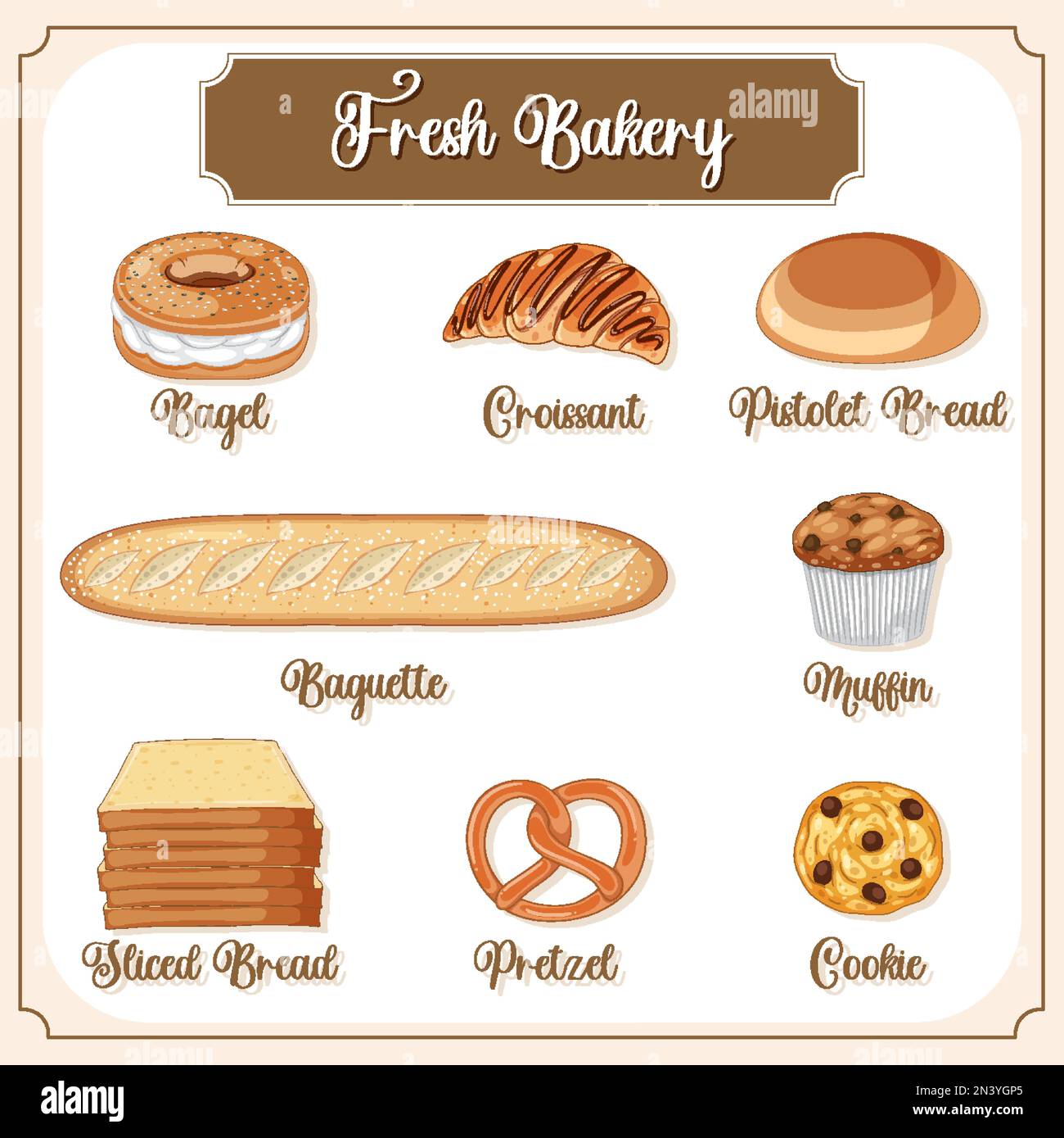 Set of bread and pastry bakery products illustration Stock Vector Image ...