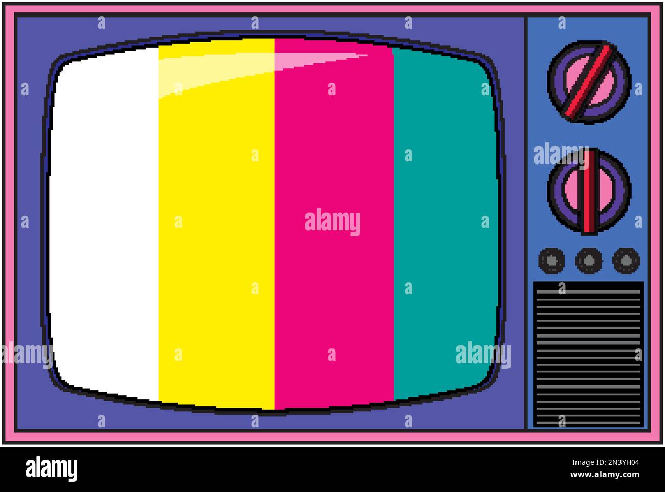 Retro television in colourful isolated illustration Stock Vector Image ...