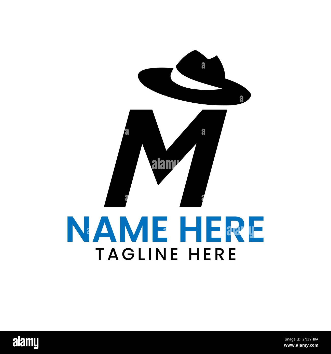 Letter M Gentlemen Hat Logo Design Concept With Cowboy Hat Icon ...