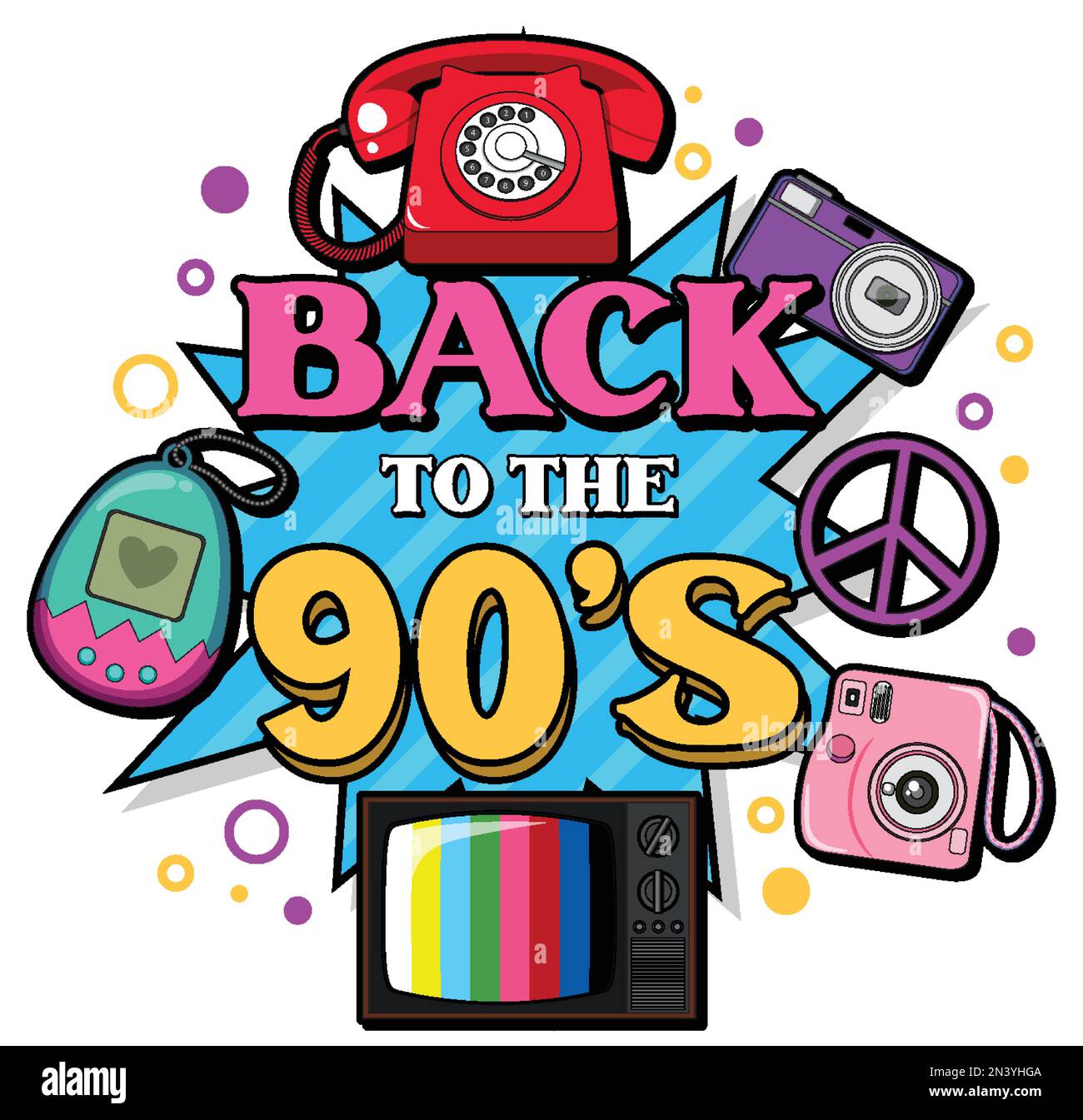 Back to the 90s banner template illustration Stock Vector Image & Art ...