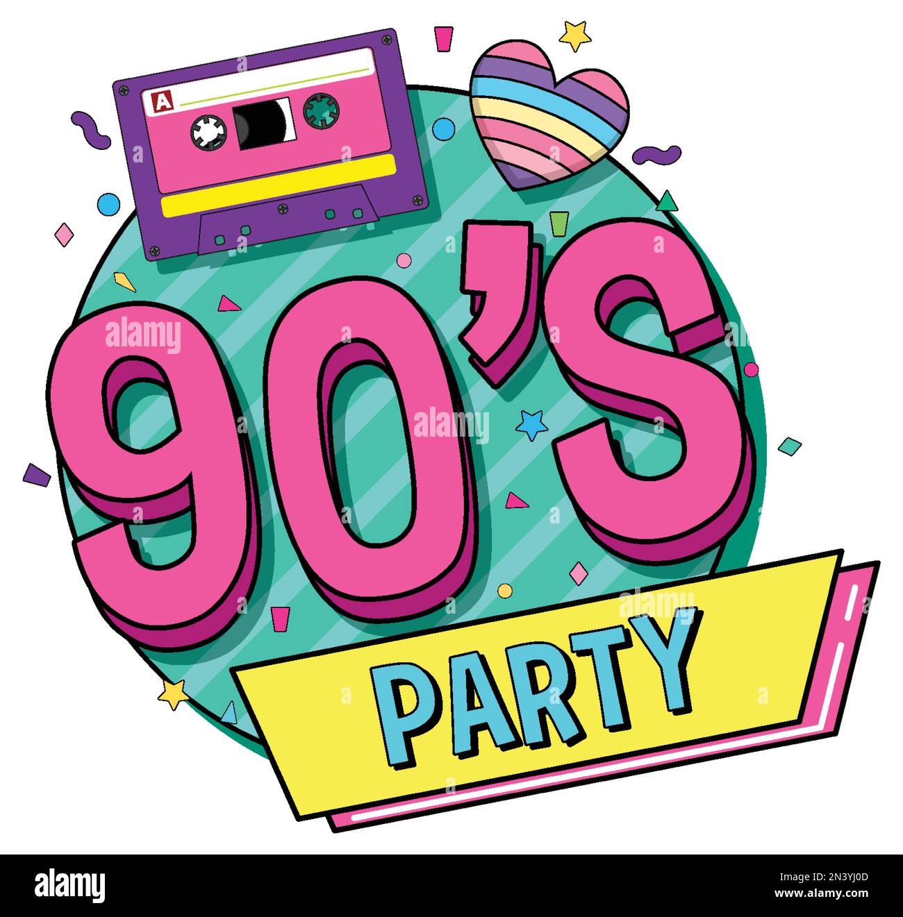 90s party banner template illustration Stock Vector Image & Art - Alamy
