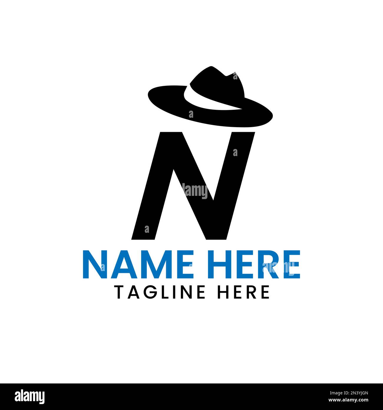 Letter N Gentlemen Hat Logo Design Concept With Cowboy Hat Icon ...