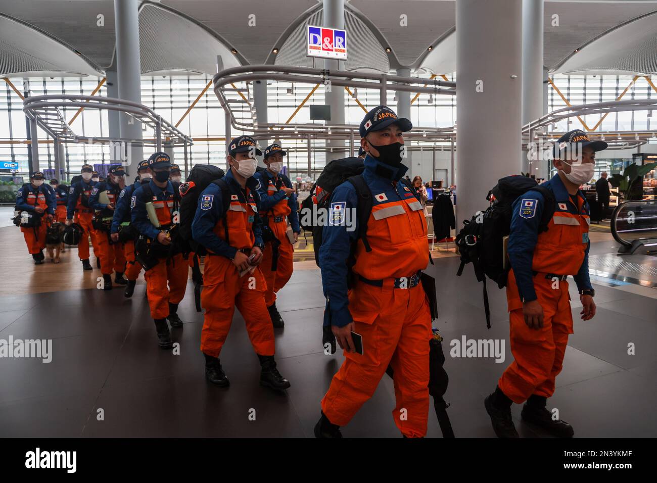 Istanbul, Istanbul, Turkey. 8th Feb, 2023. Members of a Japanese rescue ...