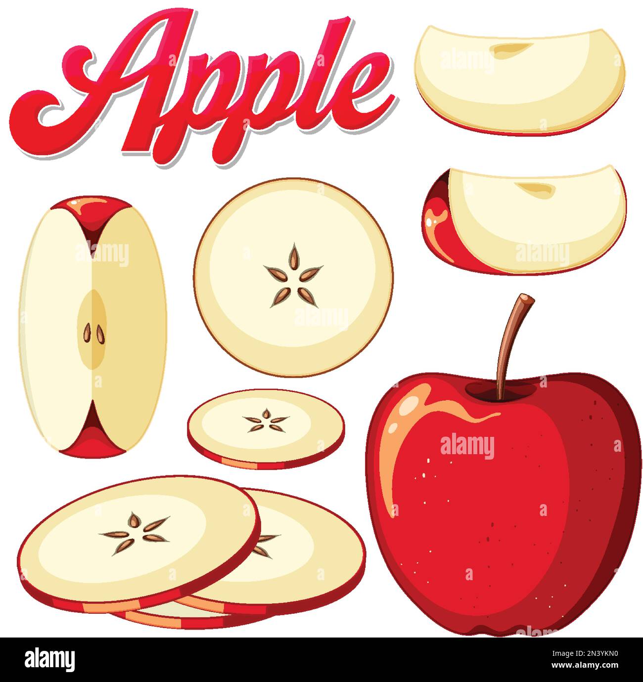 Set of apple fruit cartoon illustration Stock Vector Image & Art - Alamy