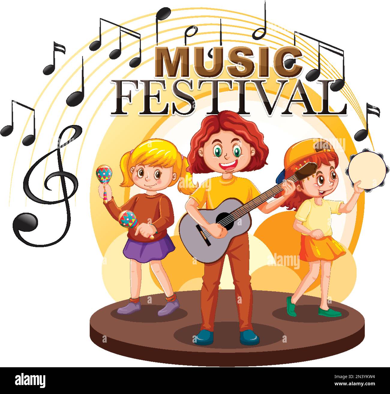Kids music band cartoon character illustration Stock Vector Image & Art ...