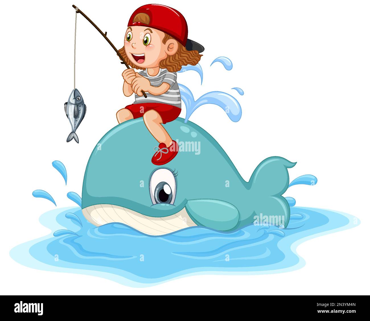 Cute girl riding on whale illustration Stock Vector Image & Art - Alamy