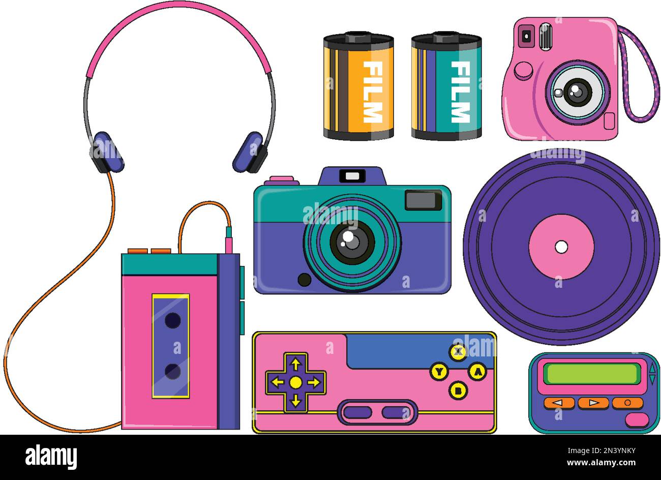 Retro device objects and elements set illustration Stock Vector Image ...