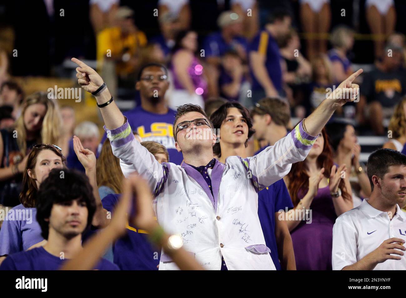 LSU fans cheer in the second half of an NCAA college football game ...