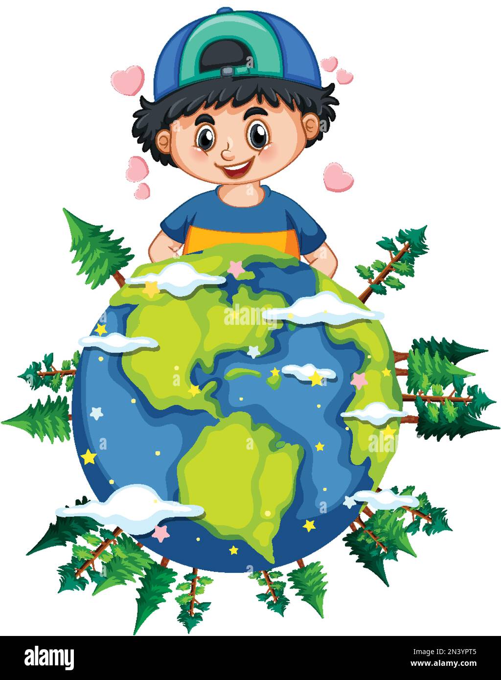 A boy on earth planet cartoon illustration Stock Vector Image & Art - Alamy