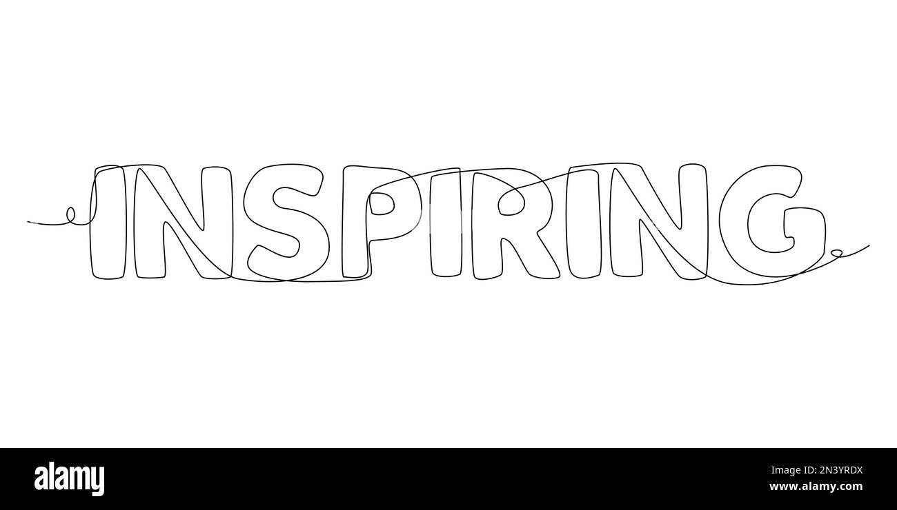 One continuous line of Inspiring word. Thin Line Illustration vector ...