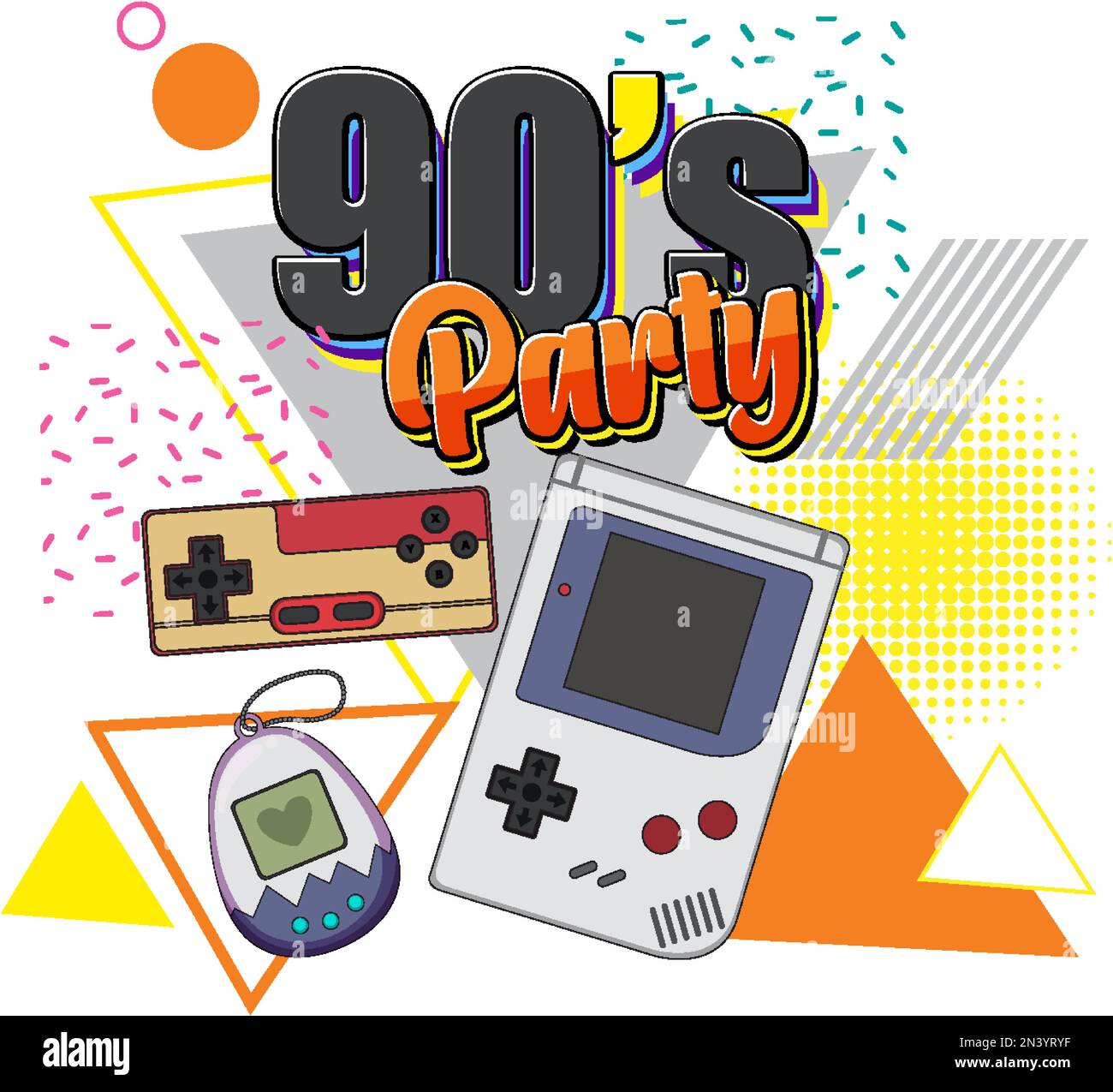 90s party banner template illustration Stock Vector Image & Art - Alamy