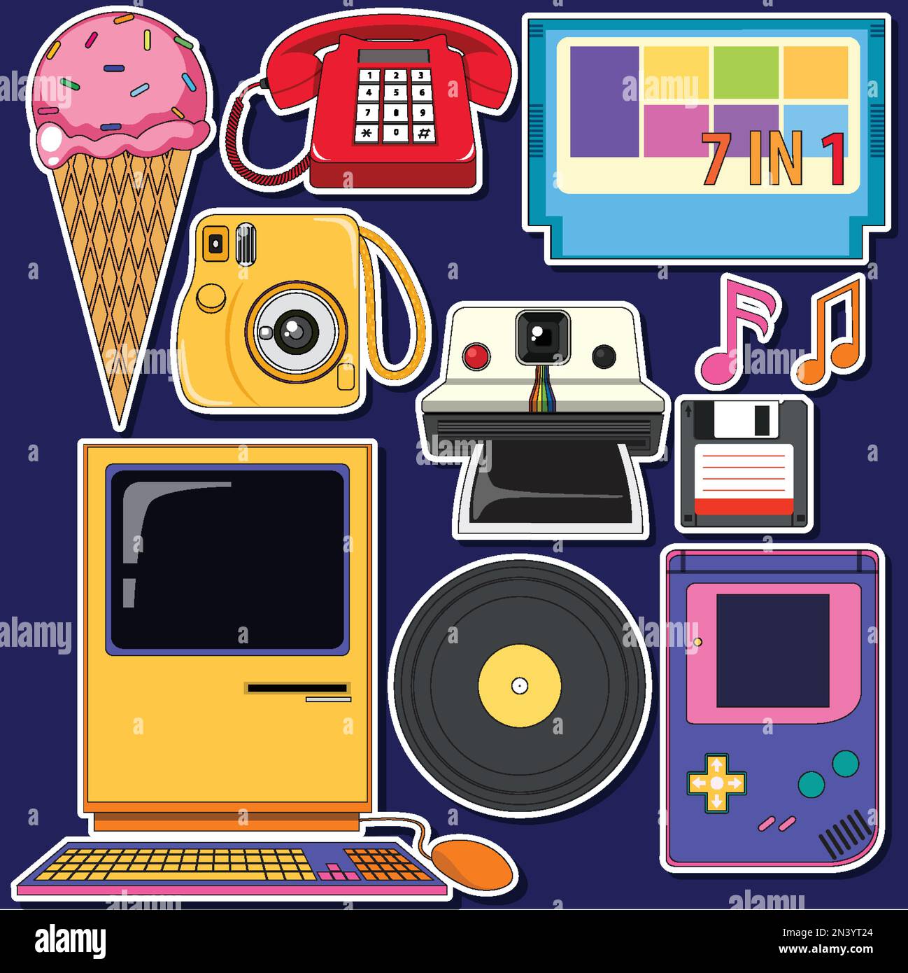 Retro objects and elements set illustration Stock Vector Image & Art ...