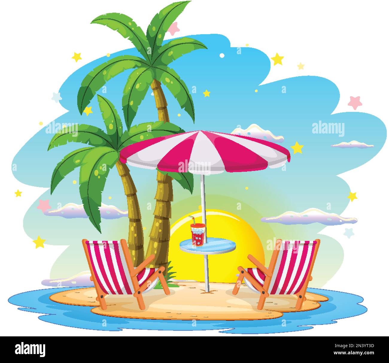 Summer beach scene template illustration Stock Vector Image & Art - Alamy