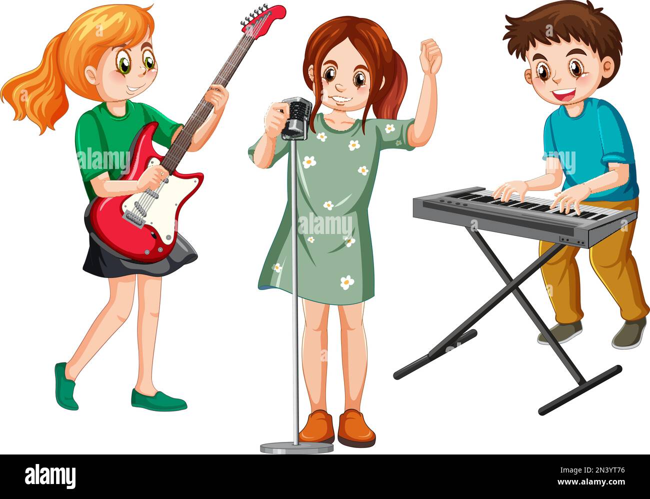 Children playing musical instrument illustration Stock Vector Image ...