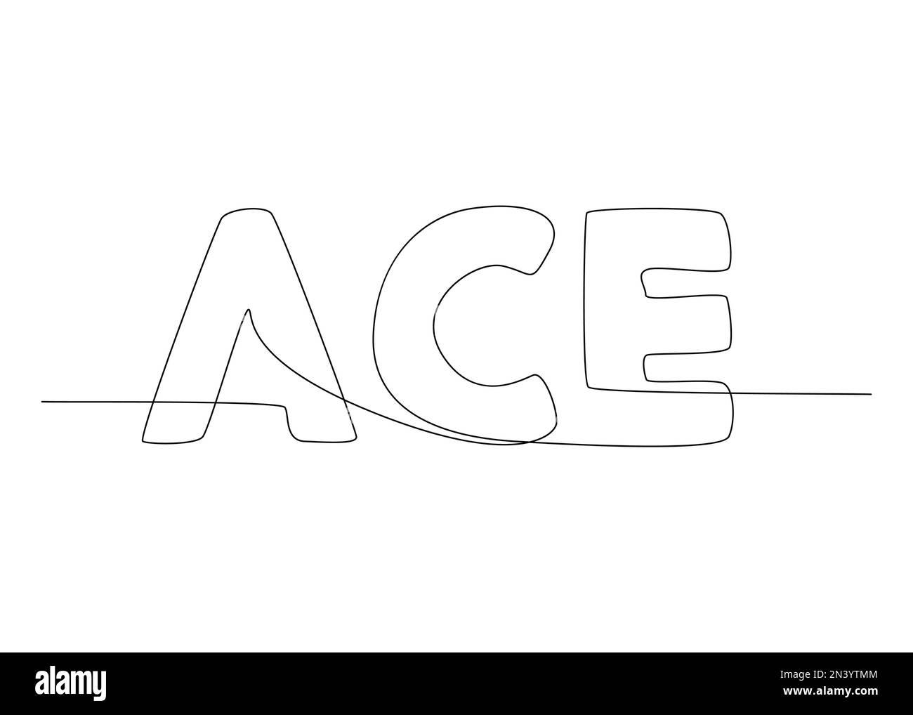 One continuous line of Ace word. Thin Line Illustration vector concept ...