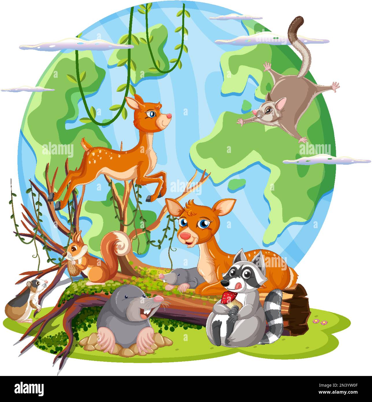 Animals on the planet earth illustration Stock Vector Image & Art - Alamy